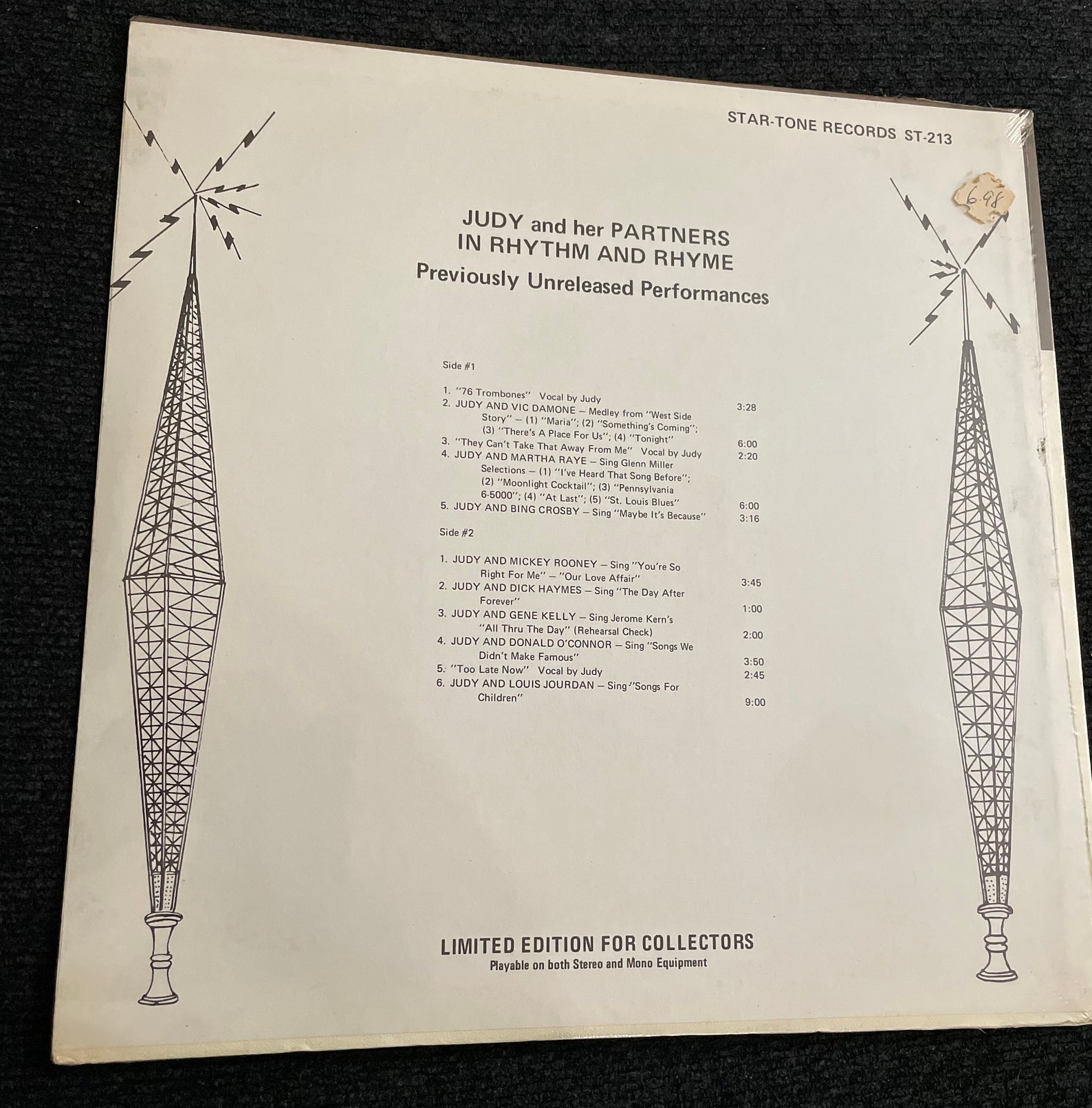 Judy Garland “judy and Her Partners in Rhythm and Rhyme” LP Record ...