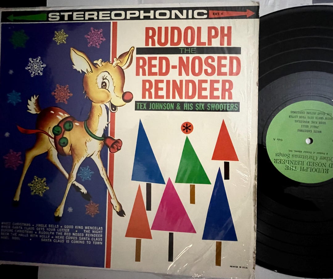 Rudolph Red Nosed Reindeer Tex Johnson and His Six Shooters LP Record ...