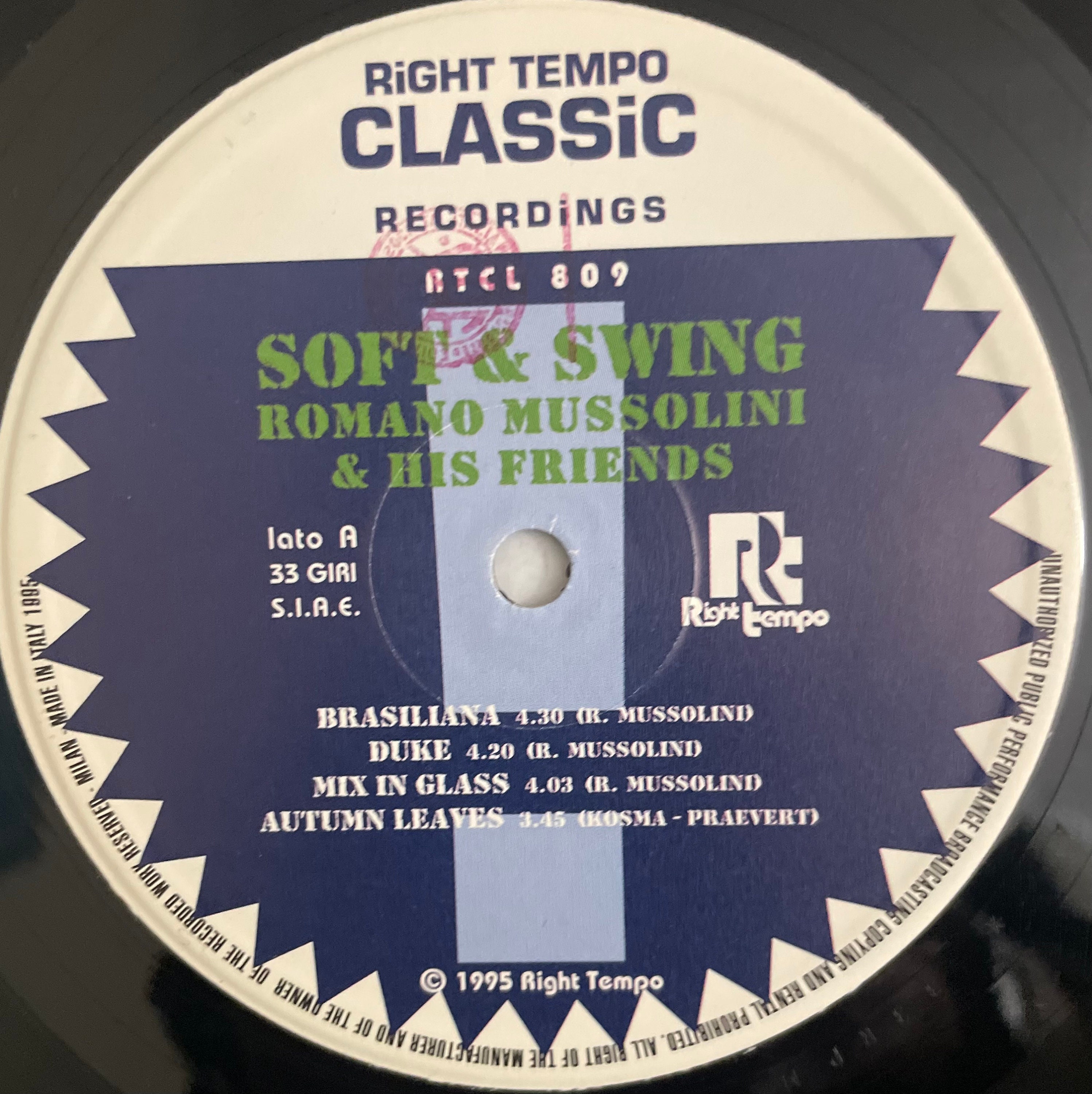 Romano Mussolini and His Friends Soft & Swing LP Record Vinyl Italian ...