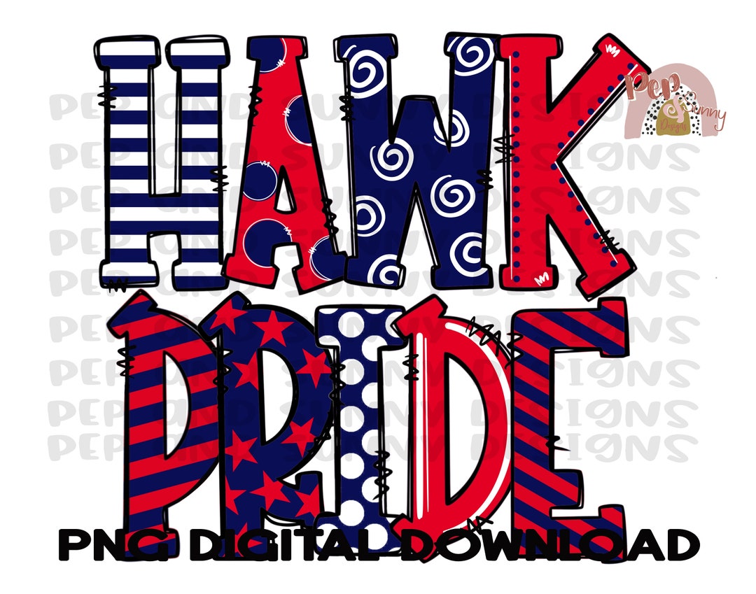 Hawk Pride | Doodle Design | Mascot | Spirit Tee | PNG Digital Download ...