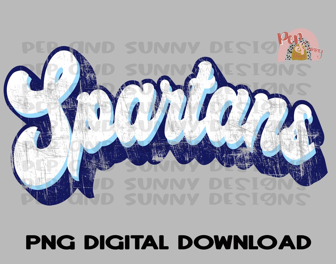 Spartans Navy Blue Light Blue | Retro Design | Distressed | Spirit Tee ...