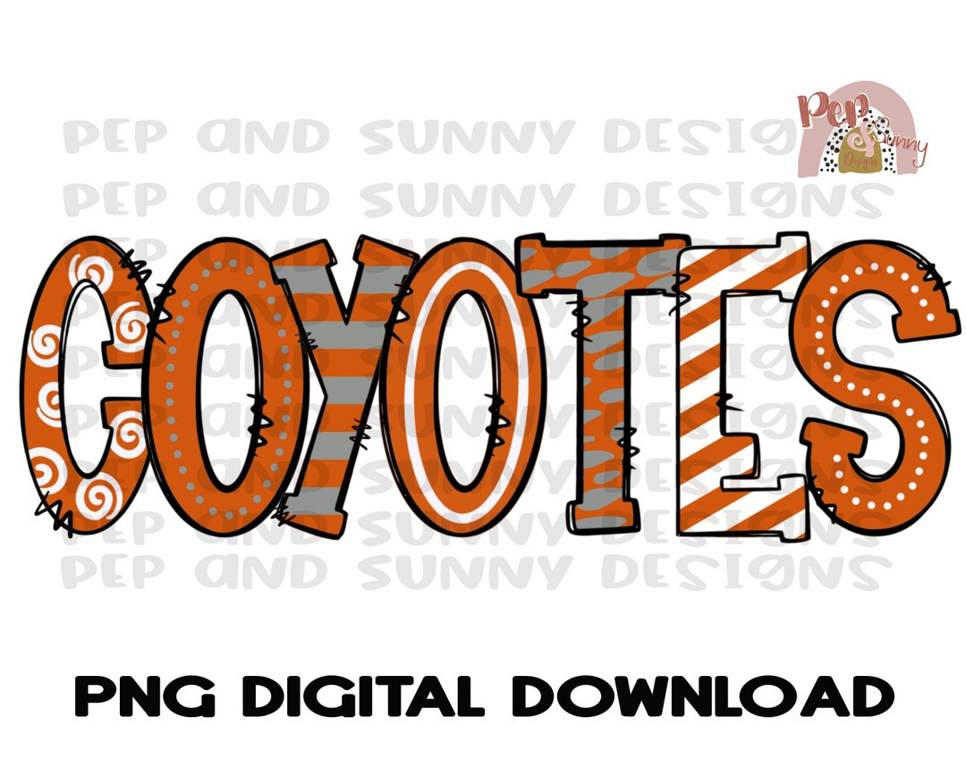 Coyotes | Doodle Design | Spirit Tee Design | PNG Digital Download ...