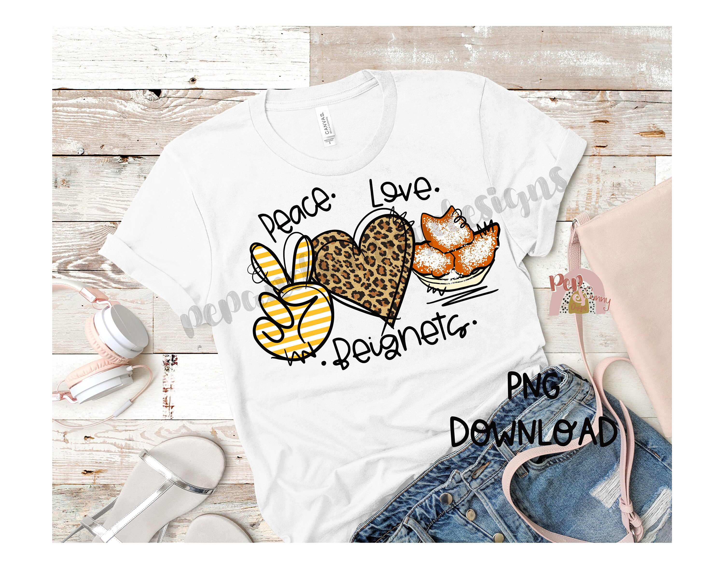 Peace Love Beignets Hand Drawn PNG Digital Download - Etsy