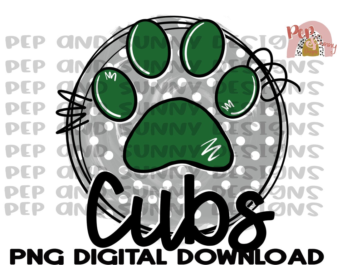 Cubs | Paw Print | Paw | Spirit Tee | Polka Dots Circle Design | PNG ...