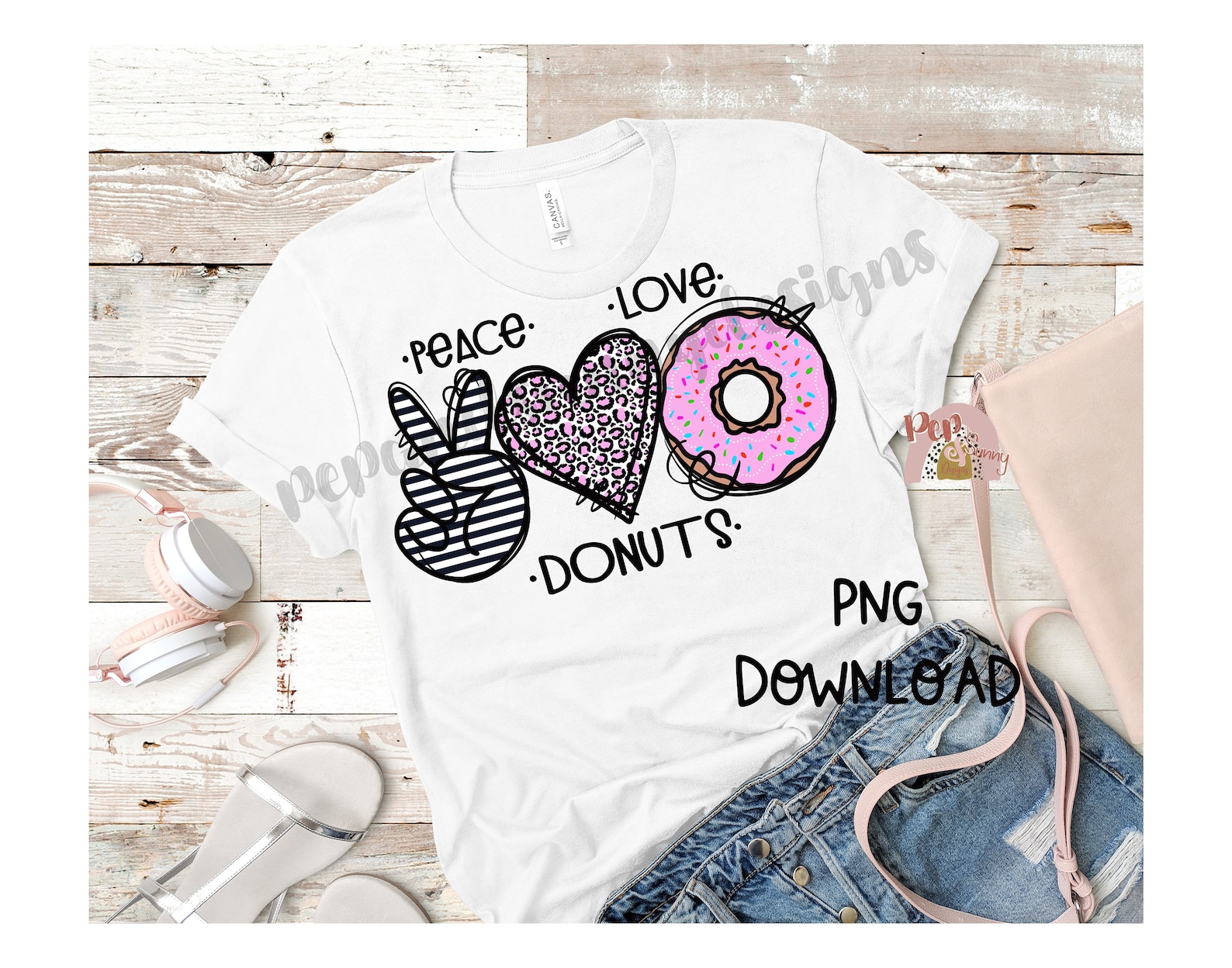 Peace Love Donuts Hand Drawn PNG Digital Download - Etsy