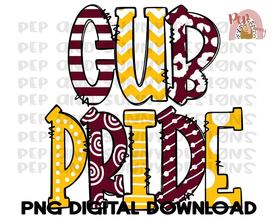 Cub Pride Maroon and Yellow Gold | Doodle Design | Spirit Tee Design ...