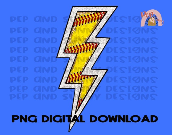 Softball Lightning Bolt Gold Glitter Silver Glitter PNG - Etsy