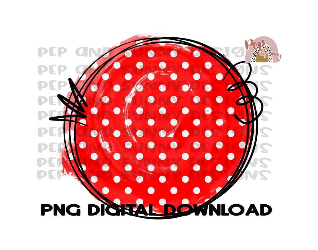 Red Polka Dots Circle | Doodle | PNG Digital Download | Sublimation ...