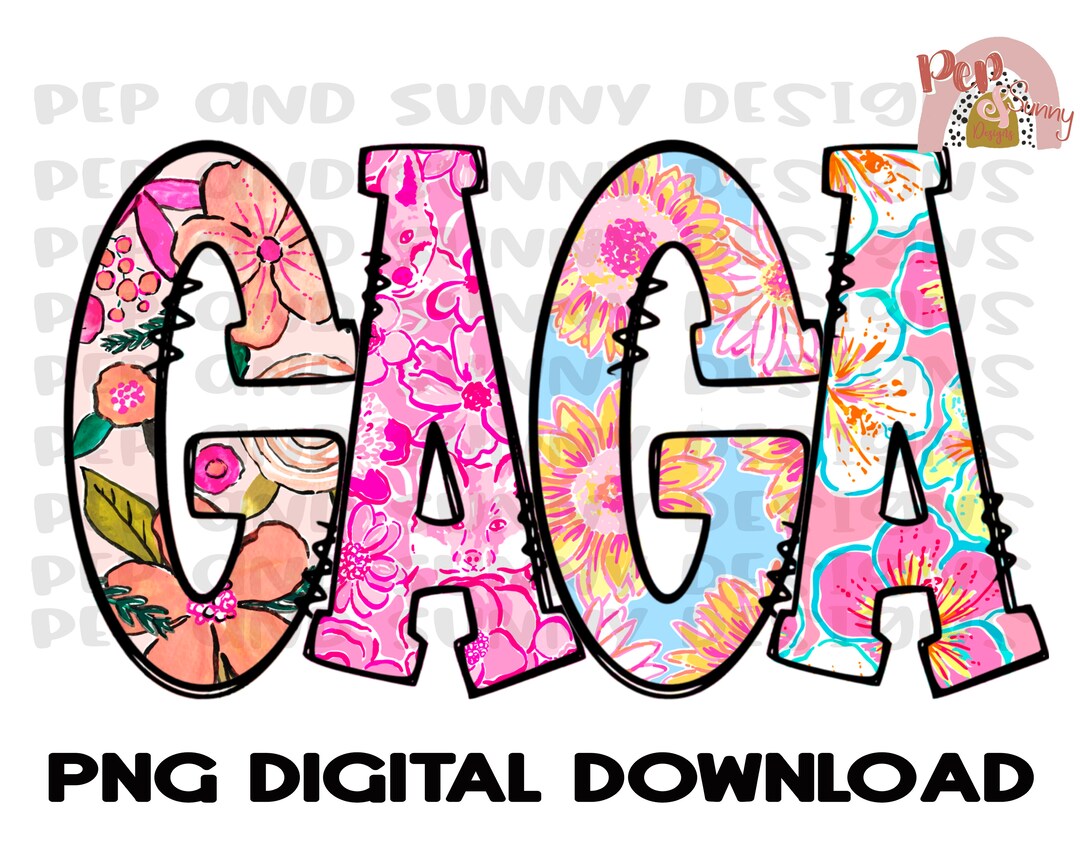 Gaga Florals Doodle Design | PNG Digital Download | Sublimation Design ...