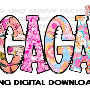 Gaga Florals Doodle Design | PNG Digital Download | Sublimation Design ...