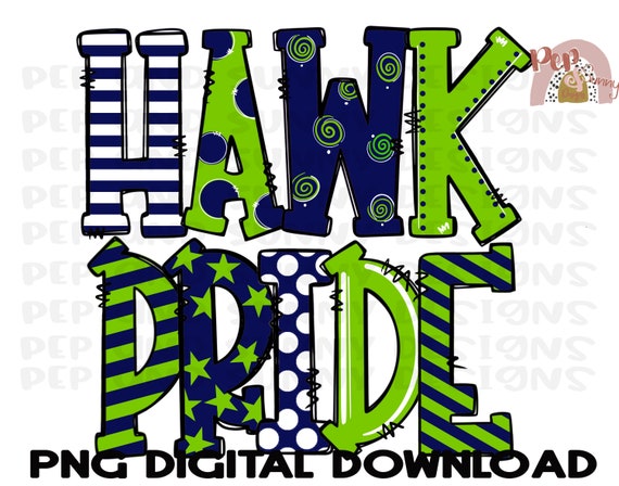 Hawk Pride Doodle Design Mascot Spirit Tee PNG Digital - Etsy