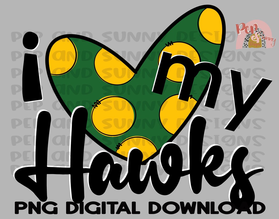 Hawks Green and Yellow Gold | I Love My Hawks | Spirit Tee | School ...