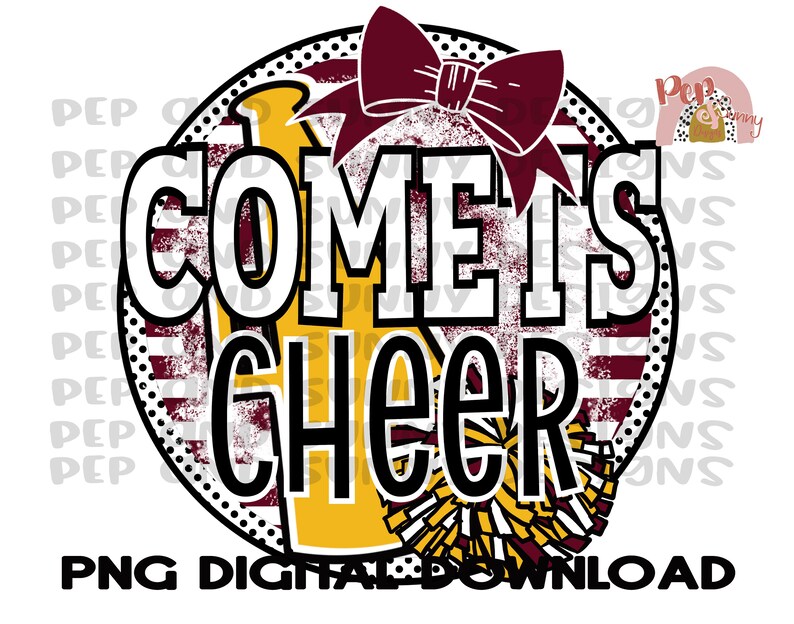 Comets Cheer | Cheer Team Design | Dance Team Design | Megaphone | Bow ...