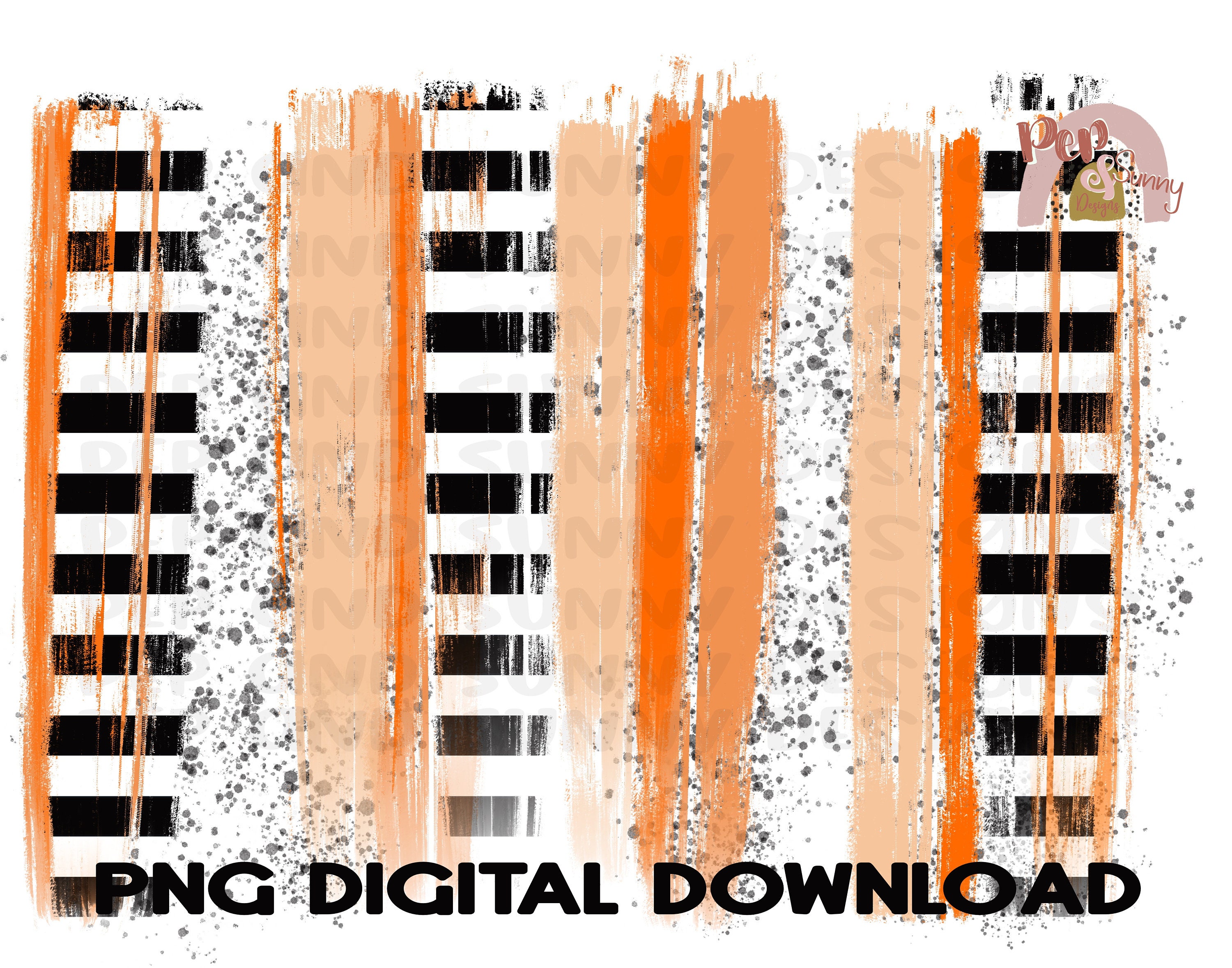 Orange and Black Brushstrokes Set of 4 | Leopard | Stripes | Stars ...