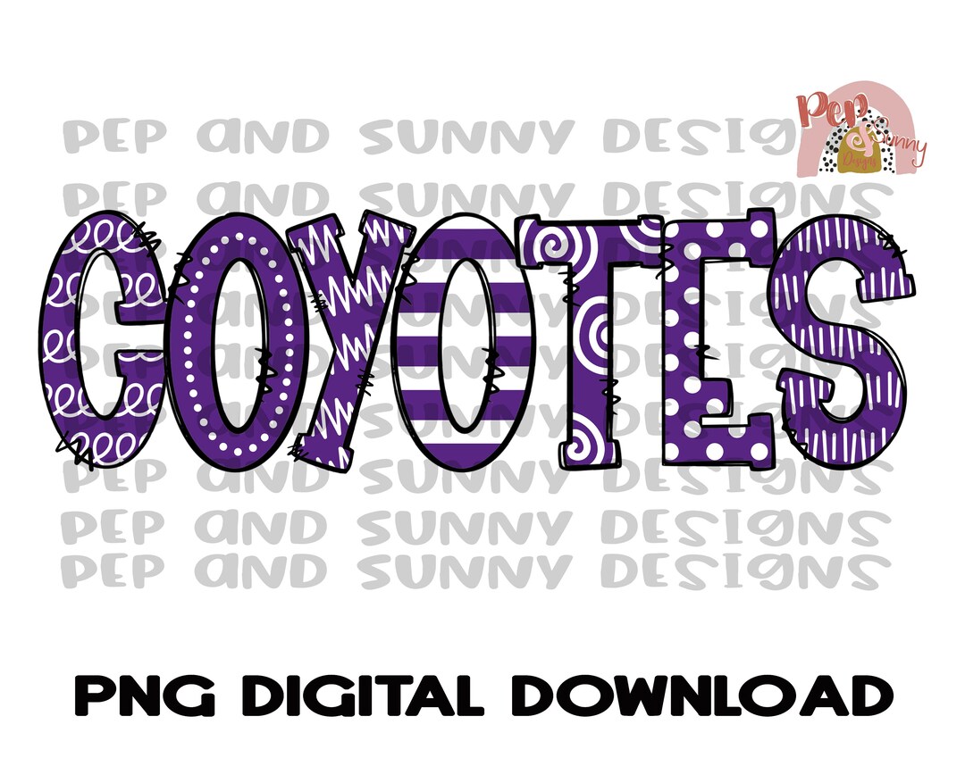 Coyotes | Doodle Design | Spirit Tee Design | PNG Digital Download ...