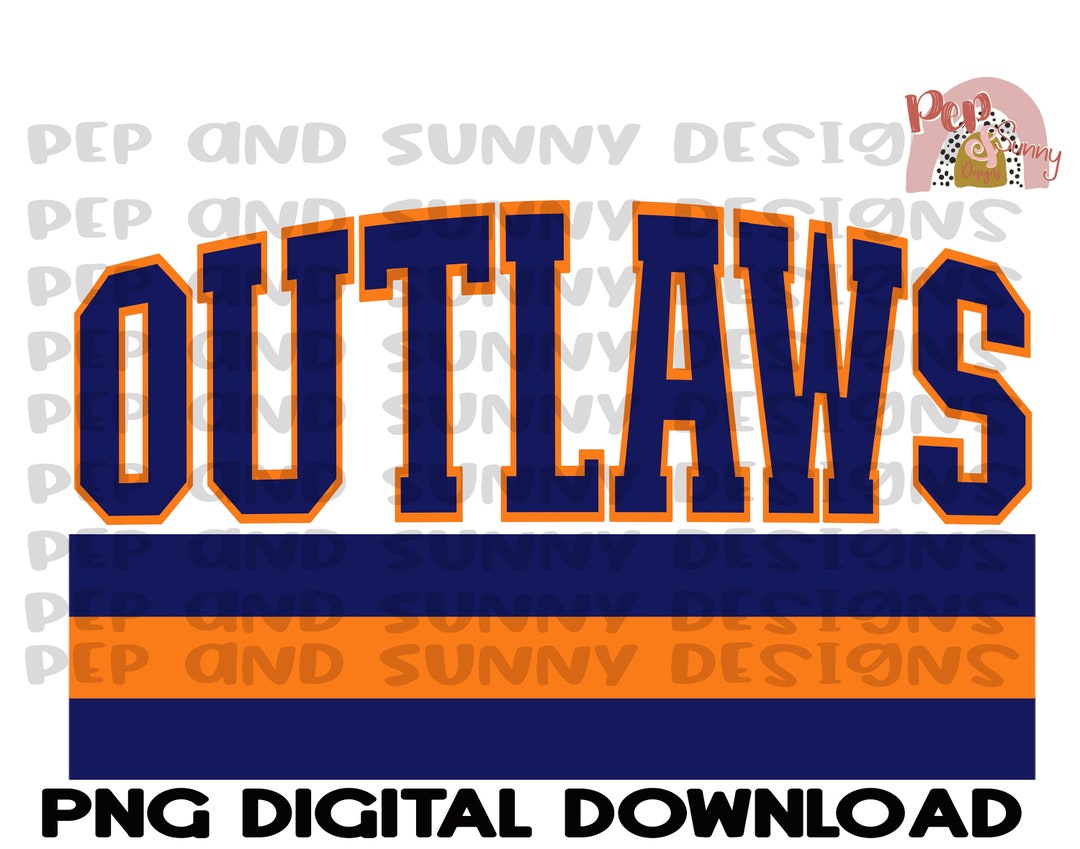 Outlaws Navy Blue and Orange| Spirit Tee | PNG Digital Download ...