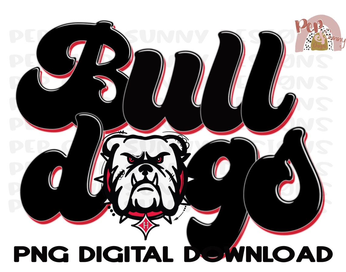 Bulldogs Retro Style Letters Spirit Tee School Colors | Etsy