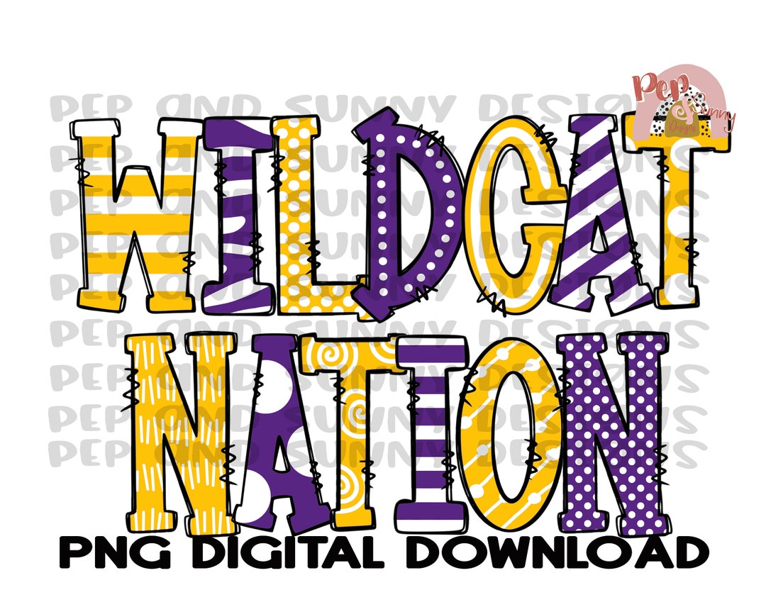 Wildcat Nation Doodle Design | Spirit Tee | PNG Digital Download ...