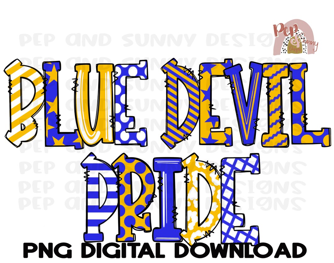 Blue Devil Pride | Doodle Design | Spirit Tee | PNG Digital Download ...
