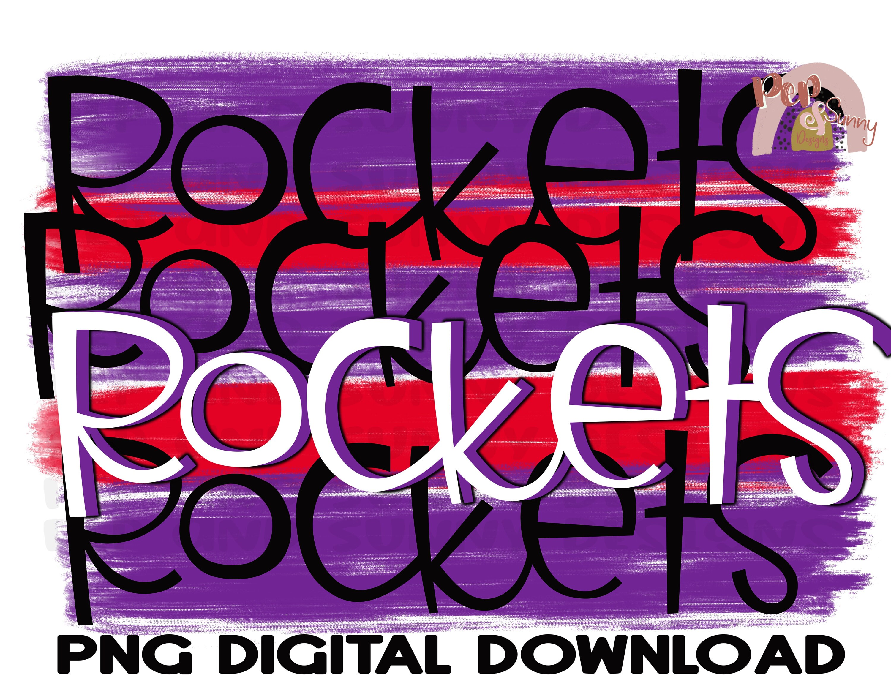 Rockets Purple and Red Spirit Tee Team PNG Digital | Etsy