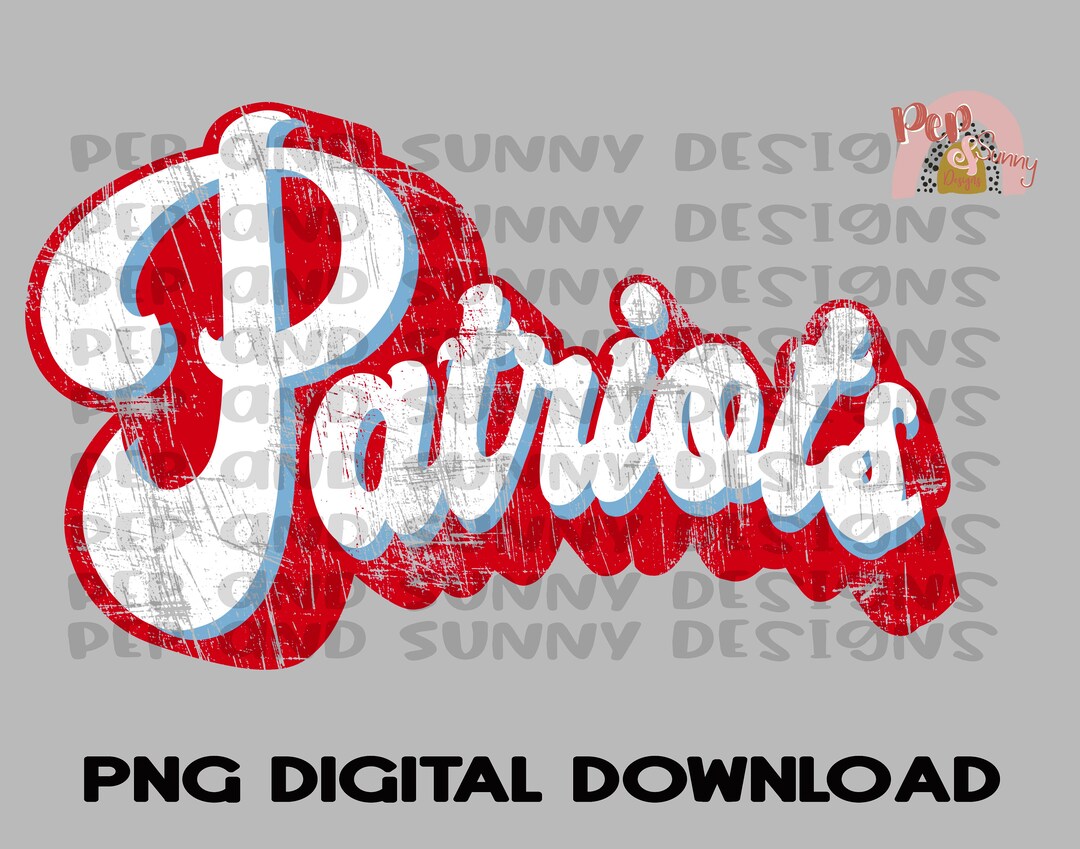 Patriots Columbia Blue and Red Retro Design | Distressed | Spirit Tee ...