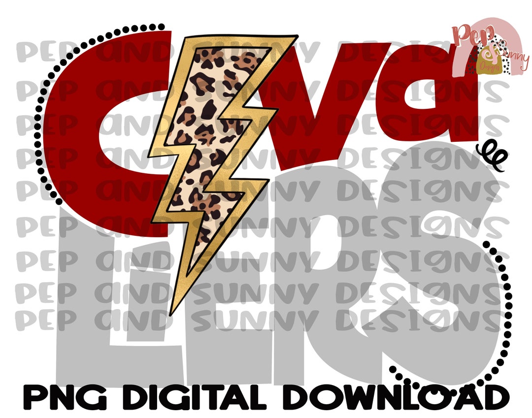 Cavaliers | Leopard Lightning Bolt | Spirit Tee | PNG Digital Download ...