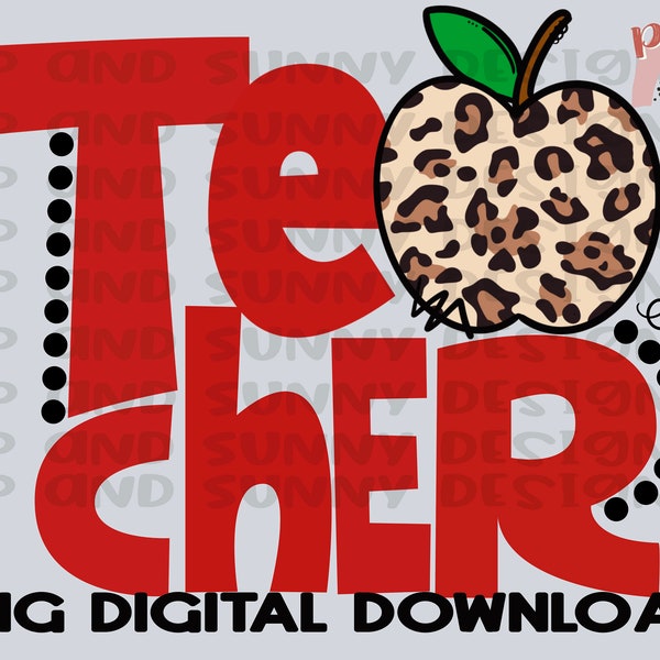Leopard Apple Teacher Png - Etsy