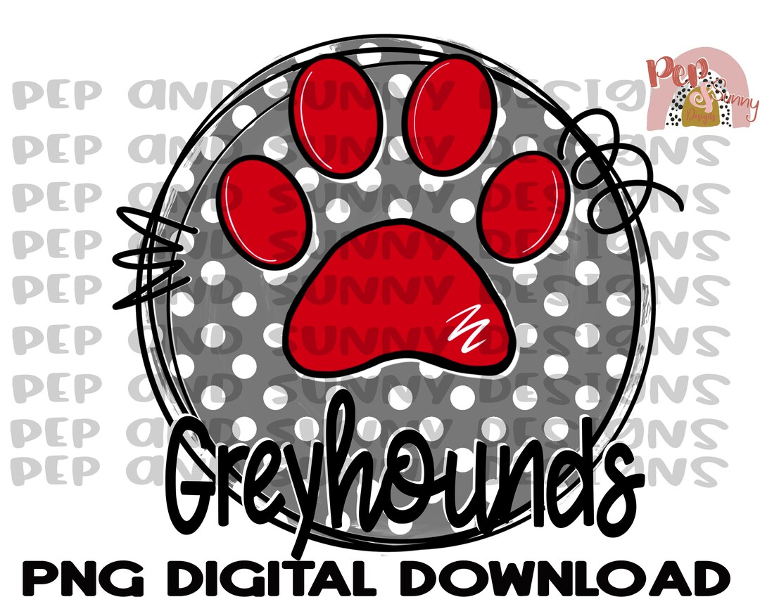 Greyhounds | Paw Print | Mascot | Spirit Tee Design | PNG Digital ...