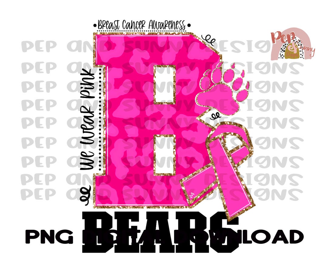 Bears Breast Cancer Design | Leopard | Pink | PNG Digital Download ...