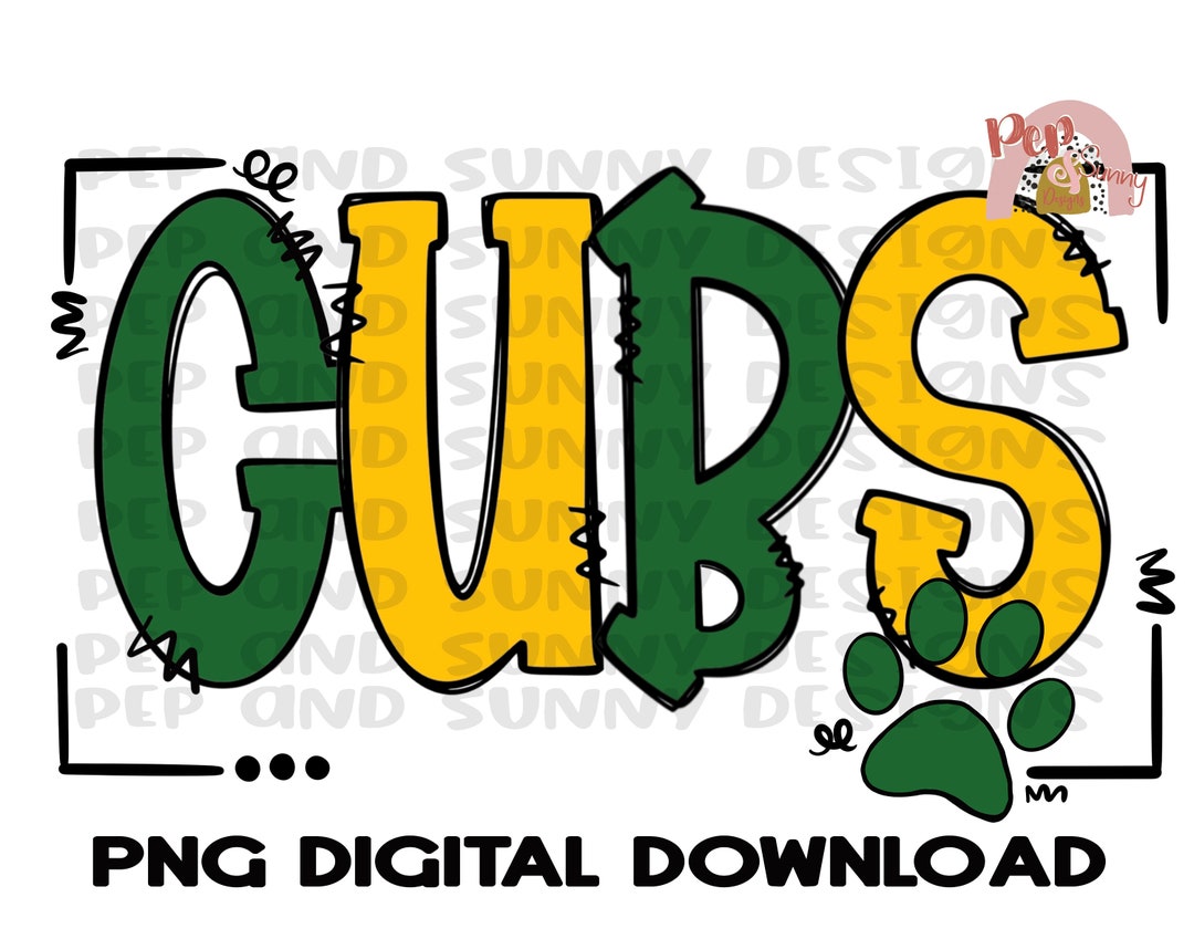 Cubs | Doodle Design | Spirit Tee | Paw Print | PNG Digital Download ...