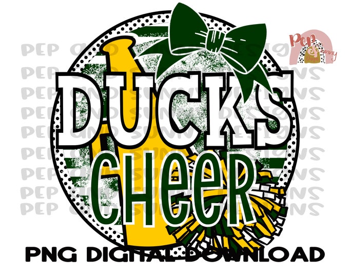Ducks Cheer Cheer Team Design Dance Team Design Megaphone Bow PNG ...