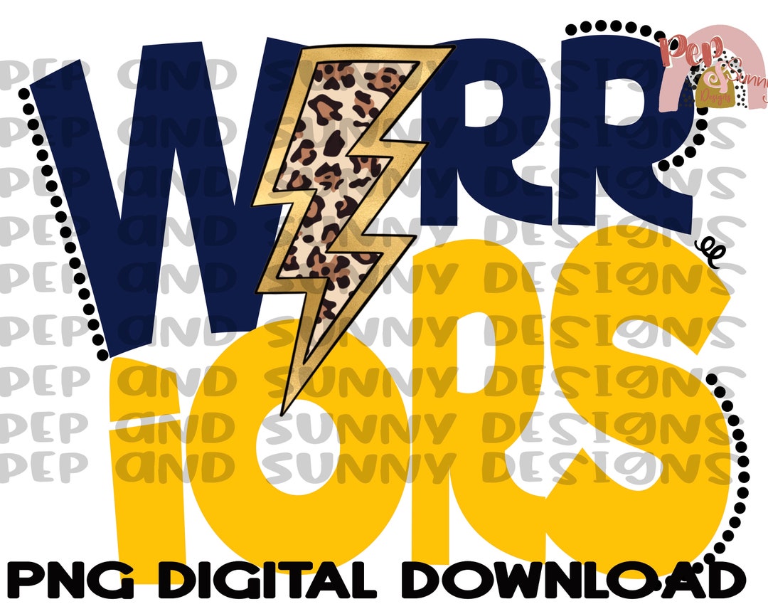 Warriors | Leopard Lightning Bolt | Navy Blue | Spirit Tee Design | PNG ...