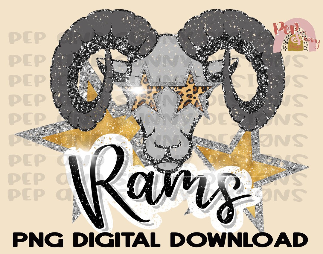 Rams | Glitter | Star Eyes | Distressed | Spirit Tee | PNG Digital ...