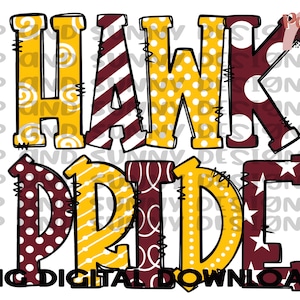 Hawk Pride | Doodle Design | Mascot | Spirit Tee Design PNG Digital ...