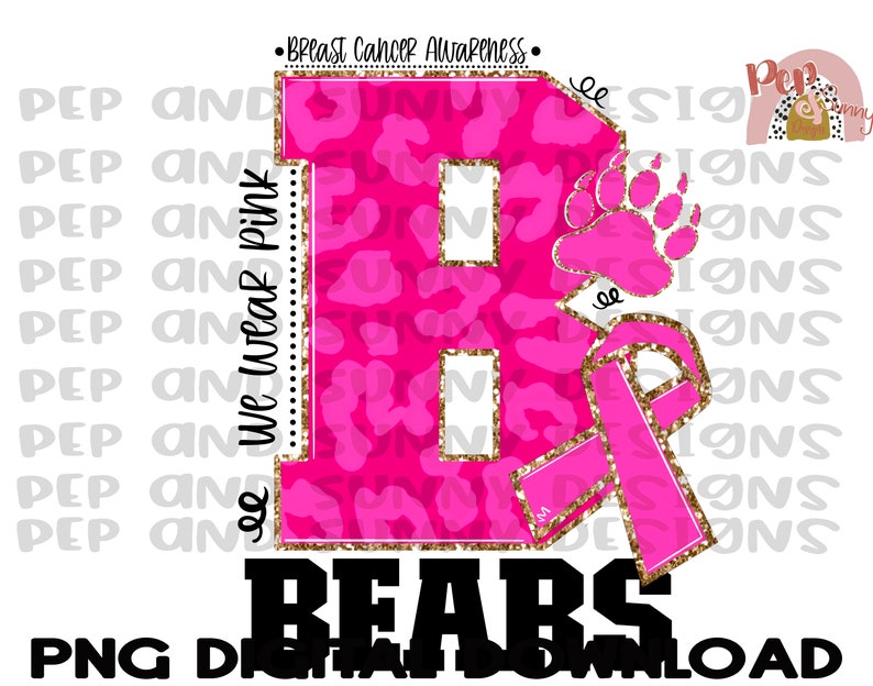 Bears Breast Cancer Design Bears Leopard Pink PNG - Etsy