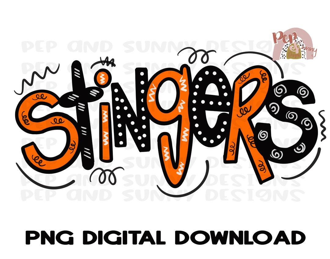 Stingers | Custom Hand-lettered Design | Spirit Tee | PNG Digital ...