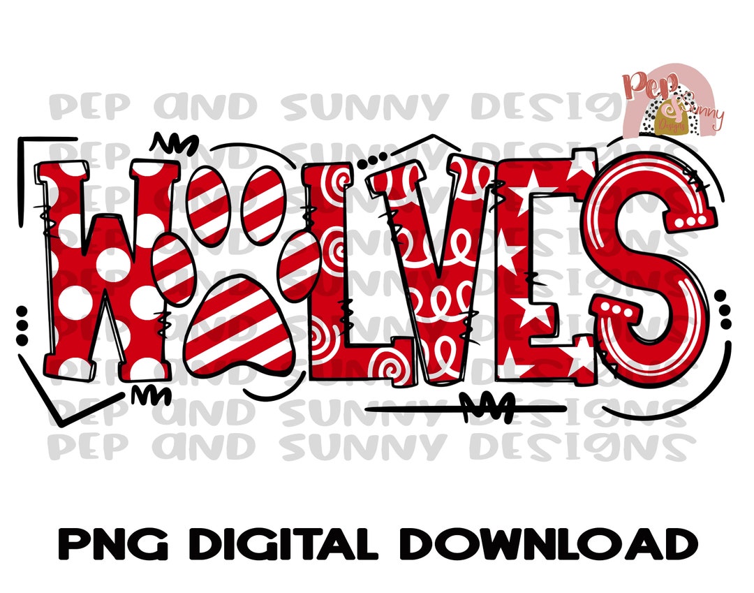 Wolves | Doodle Design | Mascot | Spirit Tee Design | PNG Digital ...