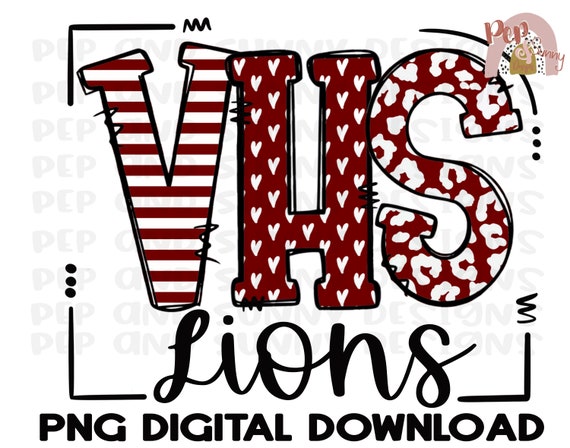 VHS Lions Your School Spirit Tee Doodle Design Mascot - Etsy