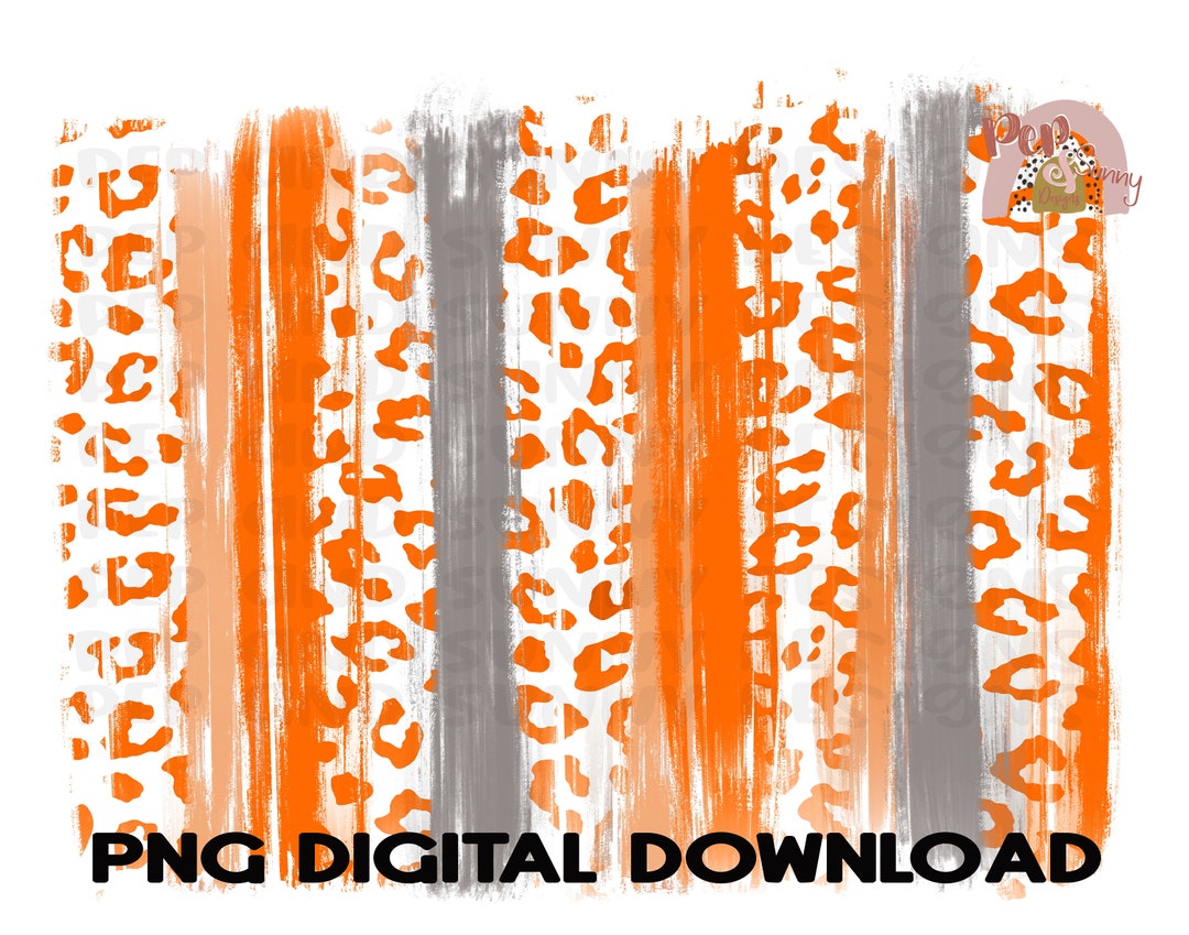 Orange Brushstroke Background | Leopard | Striped | Stars | Hand Drawn ...