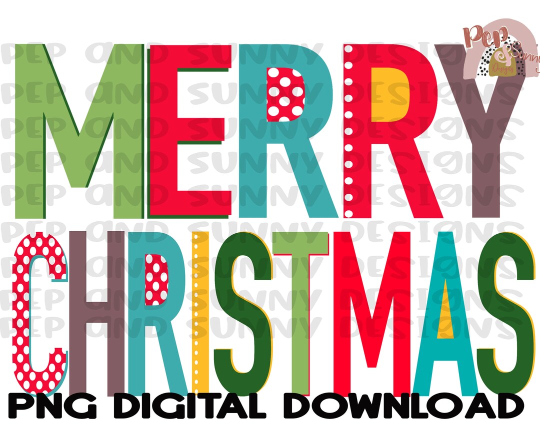 Merry Christmas | Christmas | Polka Dots | PNG Digital Download ...