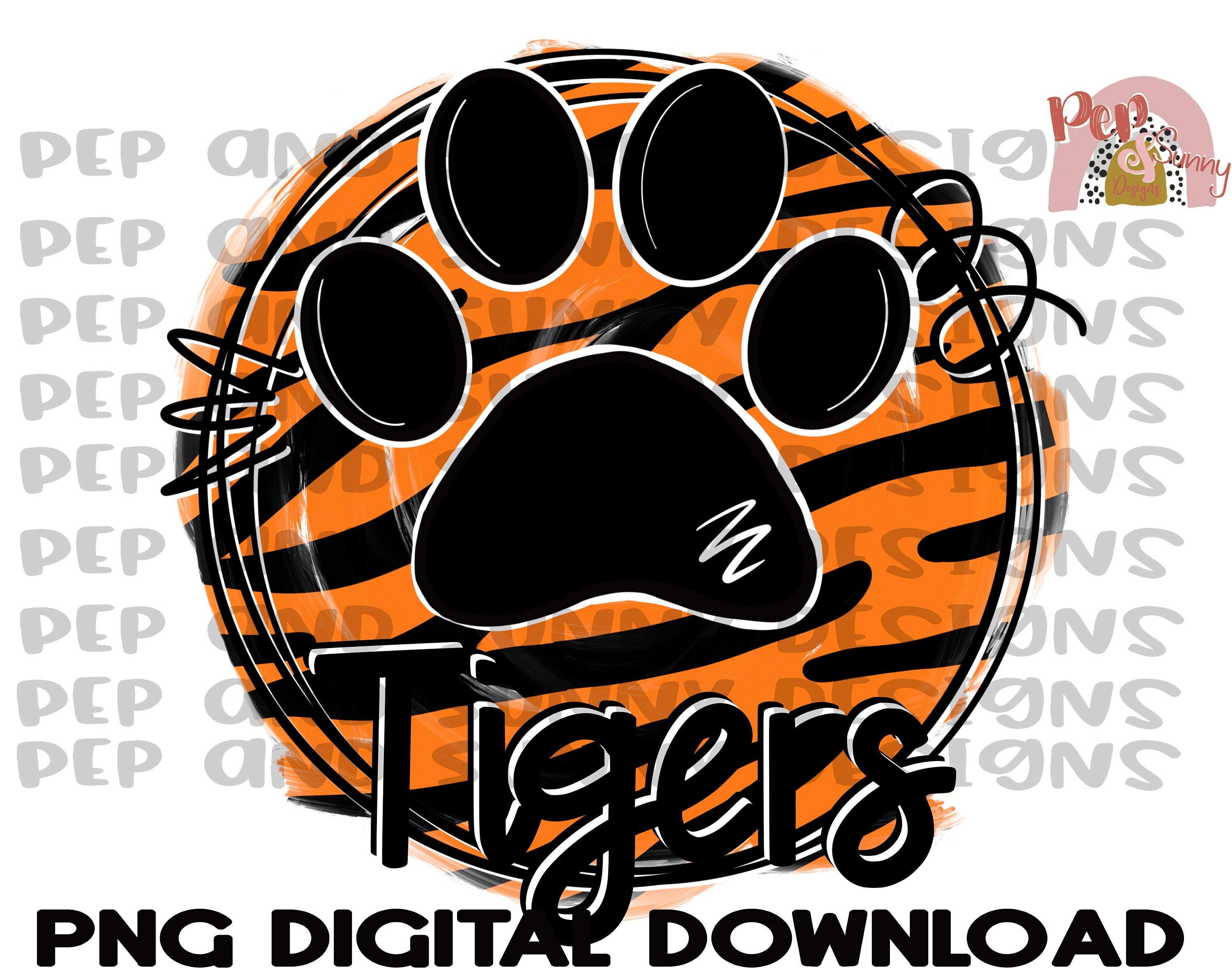 Orange And Black Tiger Paw Logo