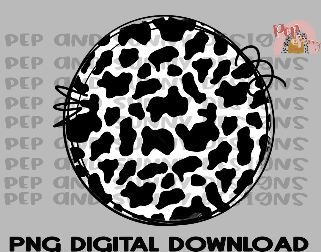 Cow Print Circle | Doodle | PNG Digital Download | Sublimation Design ...