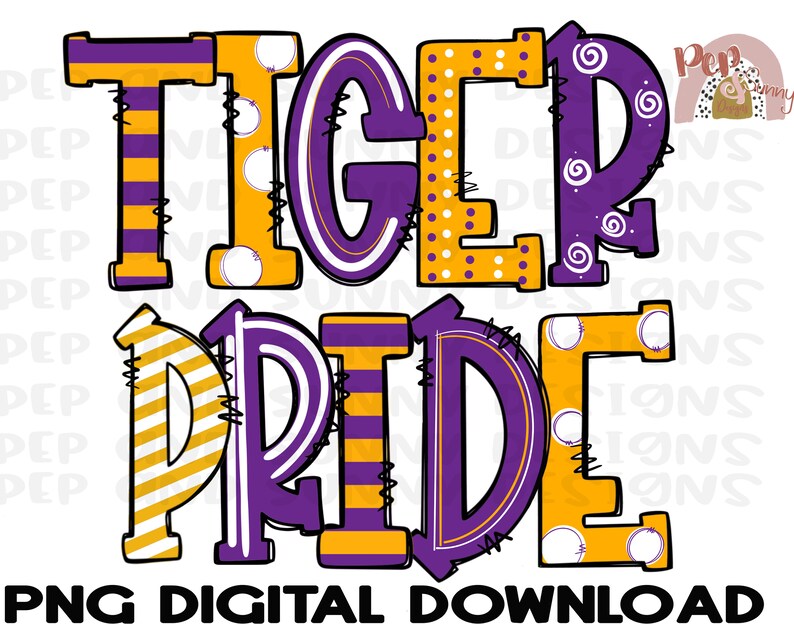 Tiger Pride | Doodle Design | PNG Digital Download | Sublimation Design ...