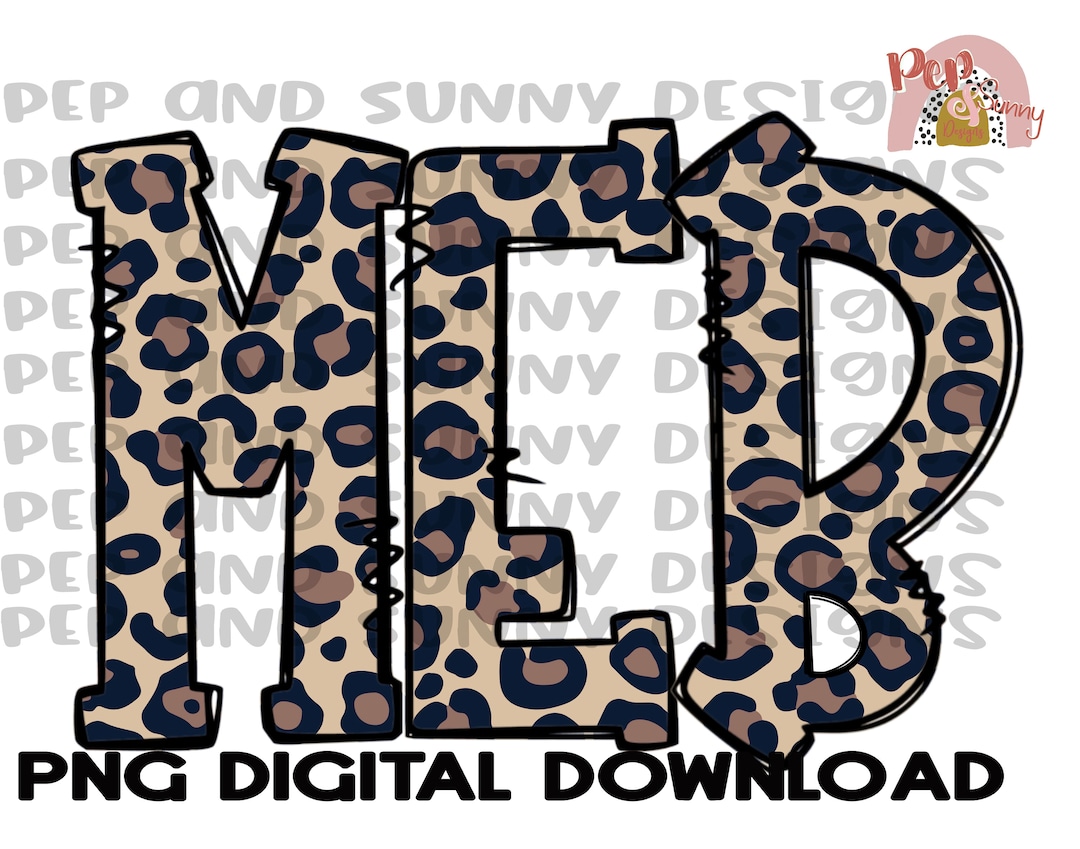 Initials | Doodle Design | Leopard | PNG Digital Download | Sublimation ...