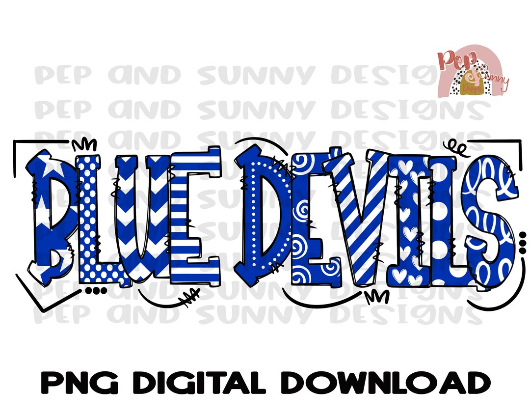 Blue Devils | Spirit Tee Design | Doodle Design | PNG Digital Download ...