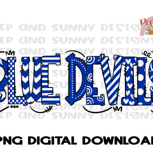 Blue Devils PNG Patchwork Doodle Letters Digital Download - Etsy