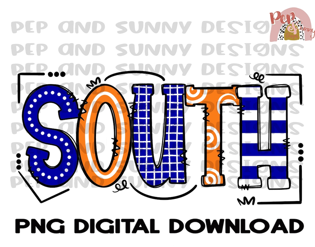 South | School | Doodle Design | PNG Digital Download | Sublimation ...
