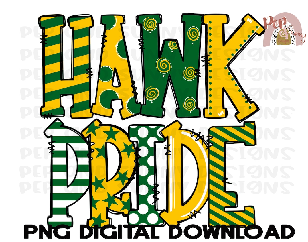 Hawk Pride | Doodle Design | Mascot | Spirit Tee | PNG Digital Download ...