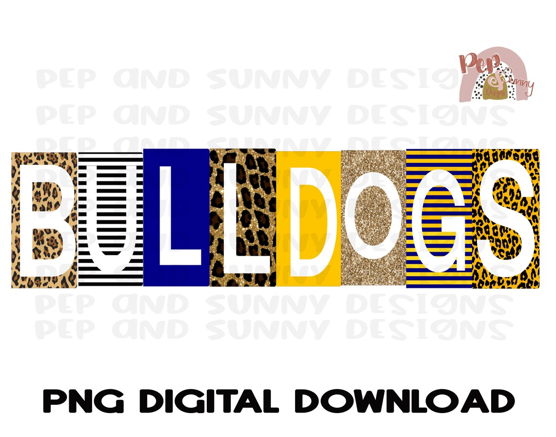 Bulldogs | Block Stencil Design | Spirit Tee | PNG Digital Download ...