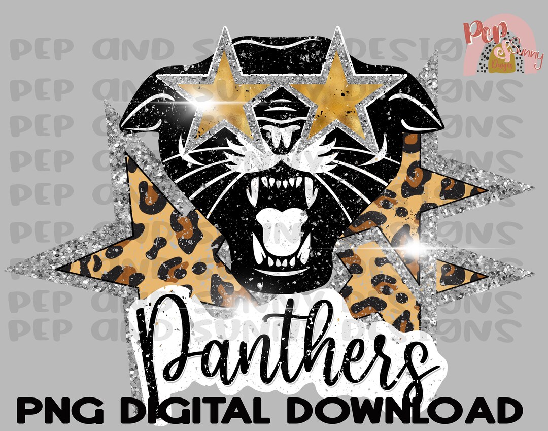 Panthers Grunge Distressed | Panther Head | Star Eye | Spirit Tee | PNG ...